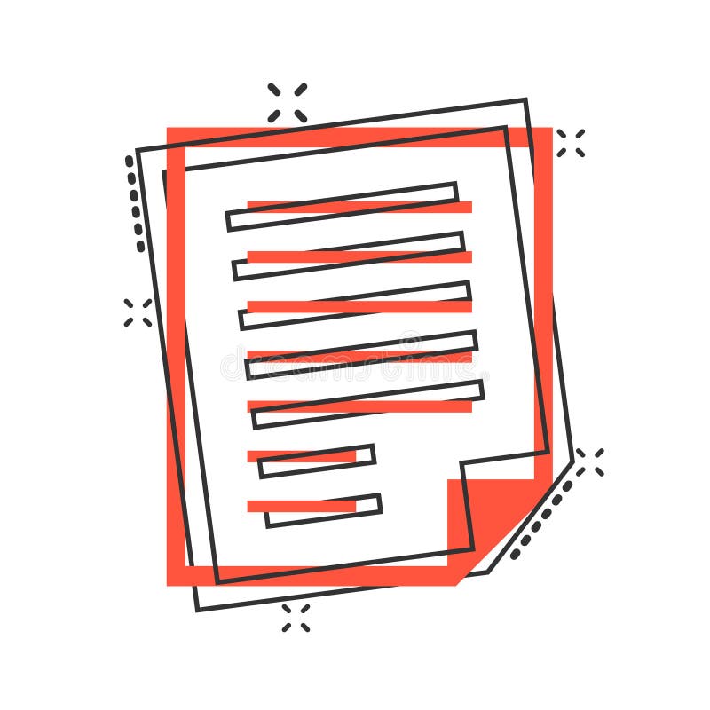 Document Note Icon in Comic Style. Paper Sheet Vector Cartoon ...