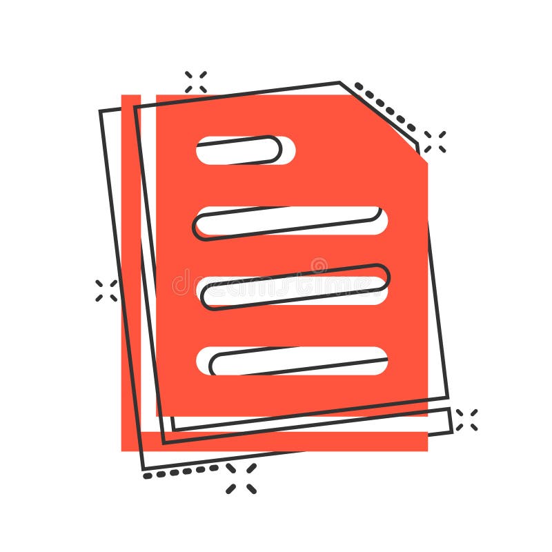 Document Note Icon in Comic Style. Paper Sheet Vector Cartoon ...