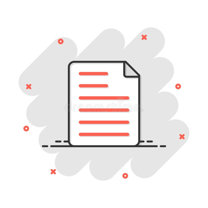 Document Note Icon in Comic Style. Paper Sheet Vector Cartoon ...