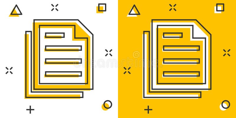 Document Note Icon in Comic Style. Paper Sheet Vector Cartoon ...