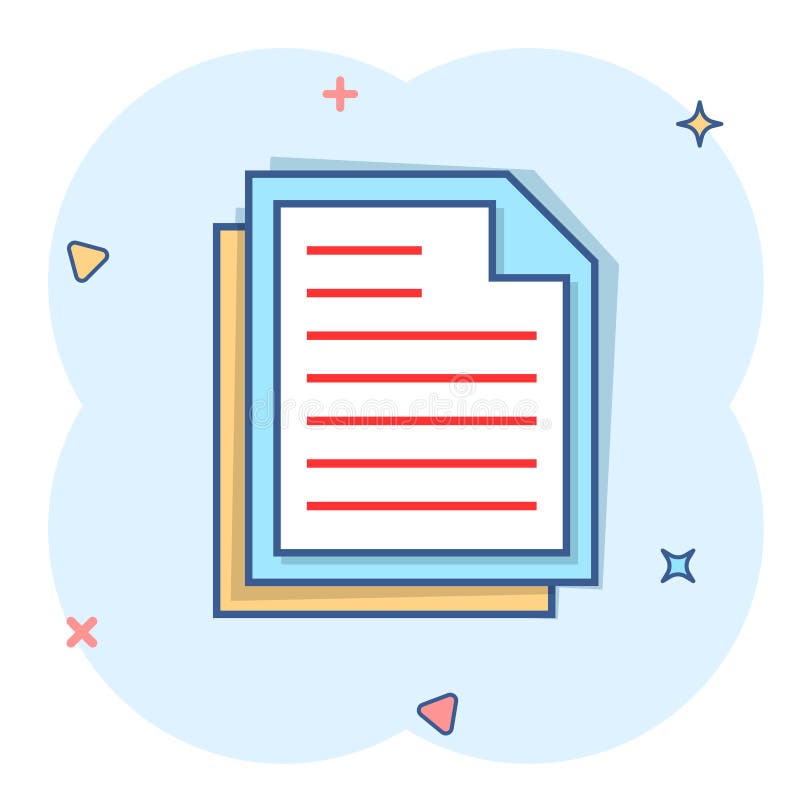 Document Note Icon in Comic Style. Paper Sheet Vector Cartoon ...