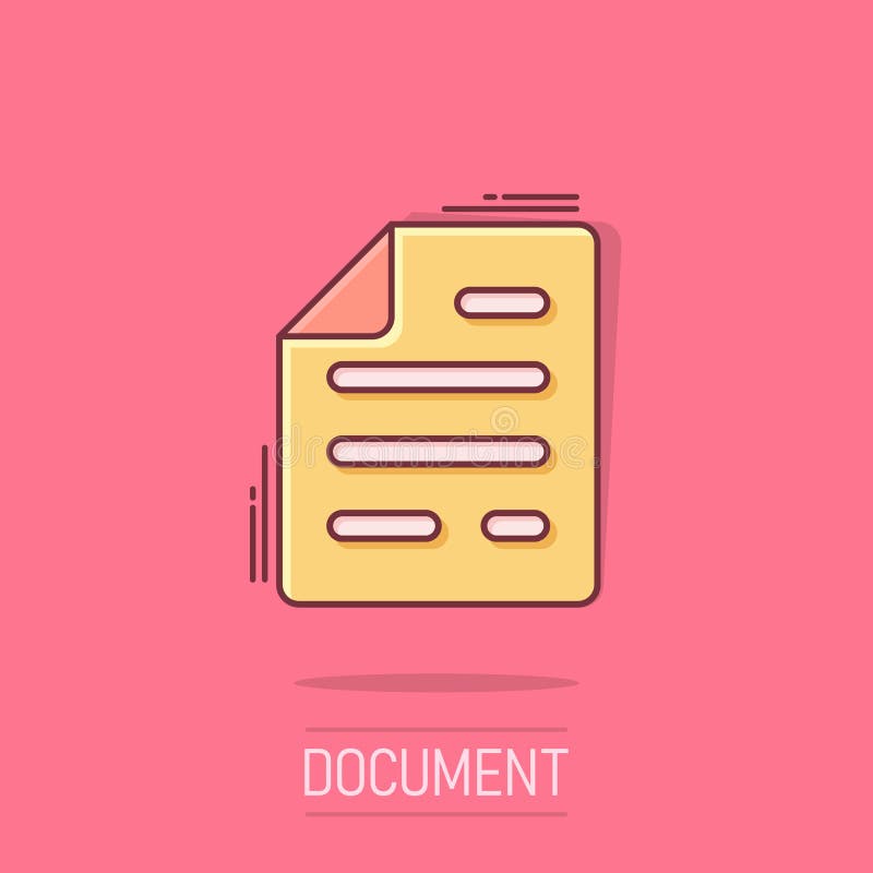 Document Note Icon in Comic Style. Paper Sheet Vector Cartoon ...