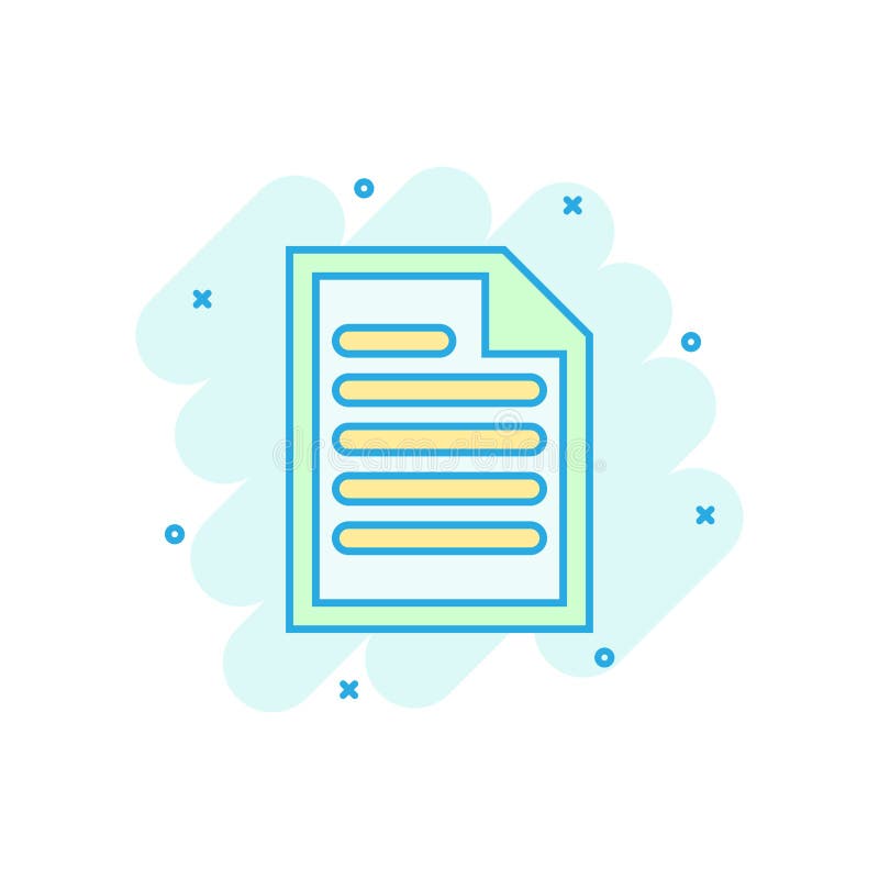 Document Note Icon in Comic Style. Paper Sheet Vector Cartoon ...