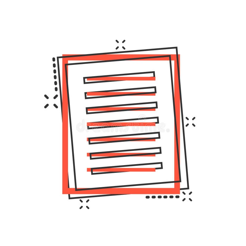 Document Note Icon in Comic Style. Paper Sheet Vector Cartoon ...