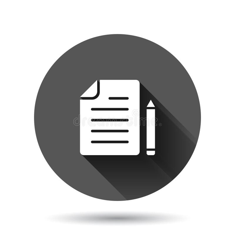 Document Note with Pen Icon in Flat Style. Paper Sheet Pencil Vector ...