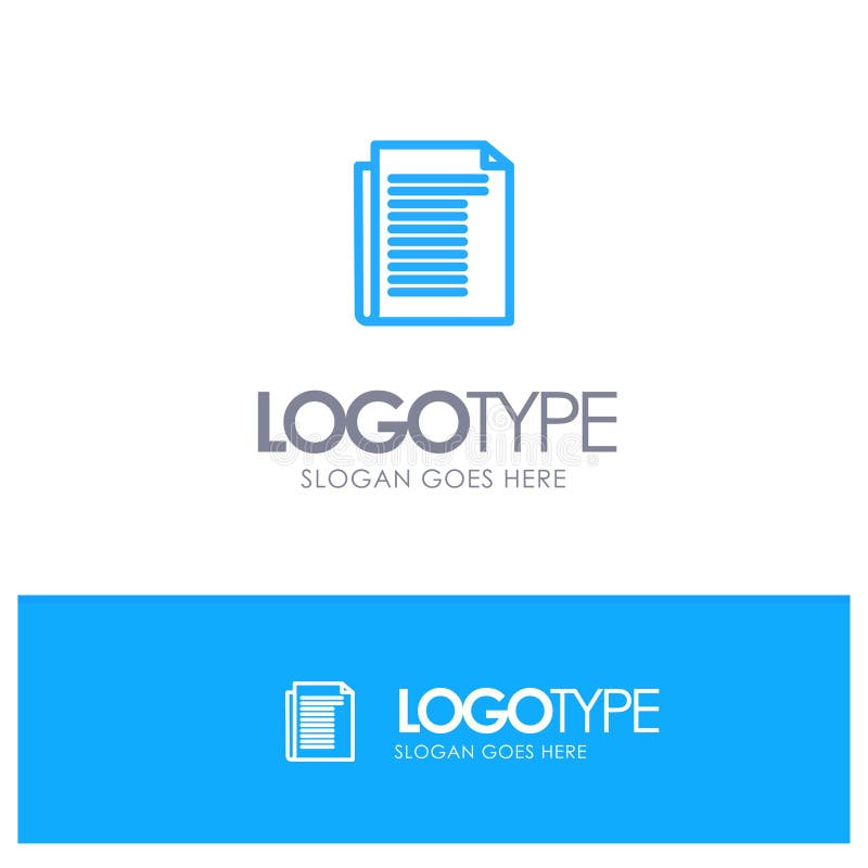 Document, Note, Report, Paper Blue OutLine Logo with Place for Tagline ...