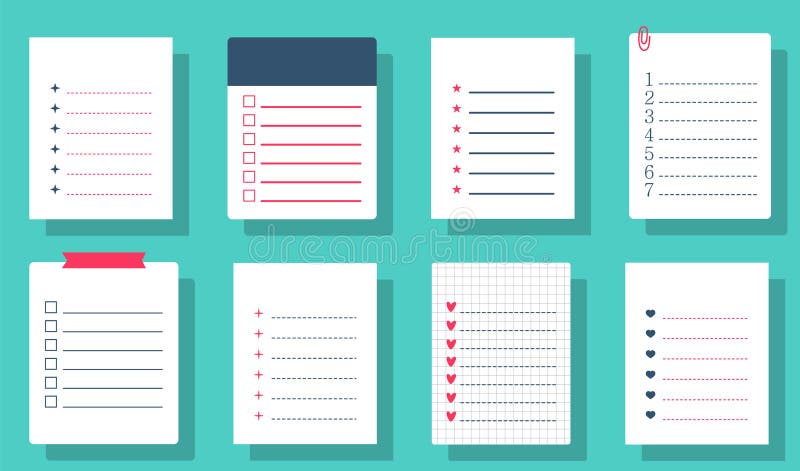 Document Note Sheet Paper with List in a Flat Design Stock Vector ...