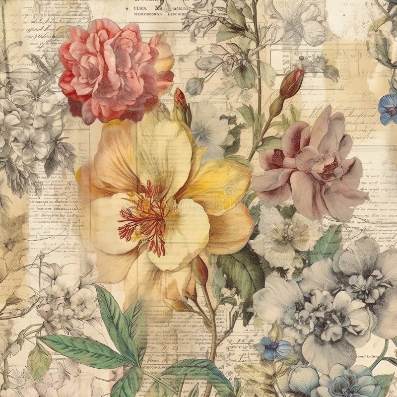 Document Old Paper, Vintage Digital Paper Stock Illustration ...