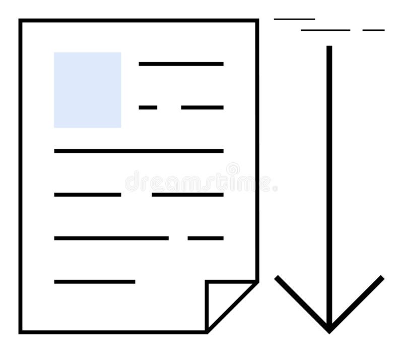 Document with Arrow Indicating Download or Export Option in Minimalist ...