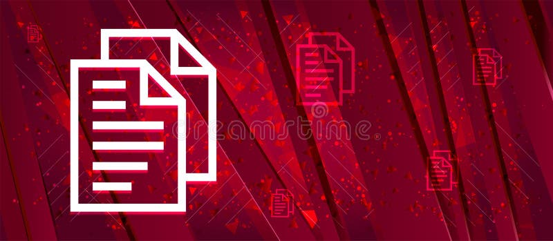 Document Pages Icon Abstract Design Bright Red Banner Background Stock ...