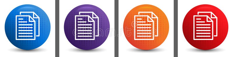 Document Pages Icon Abstract Halftone Round Button Set Stock Vector ...
