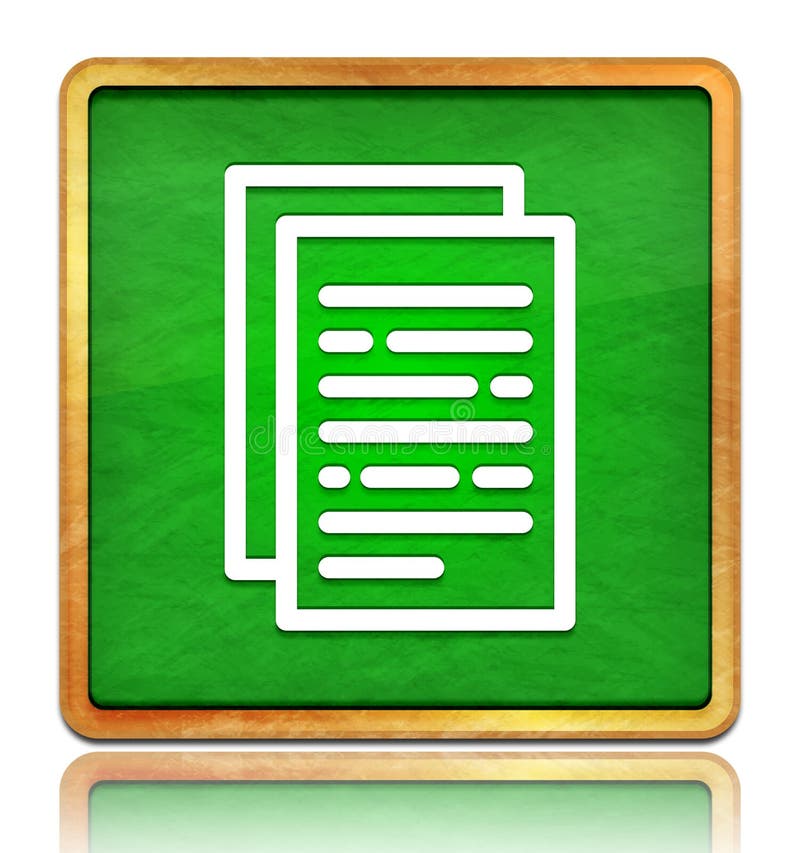Document Pages Icon Chalk Board Green Square Button Slate Texture ...