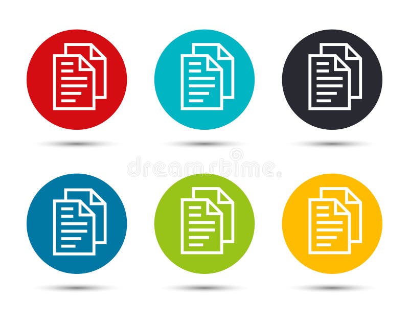Document Pages Icon Elegant Blue Round Button Illustration Stock Vector ...