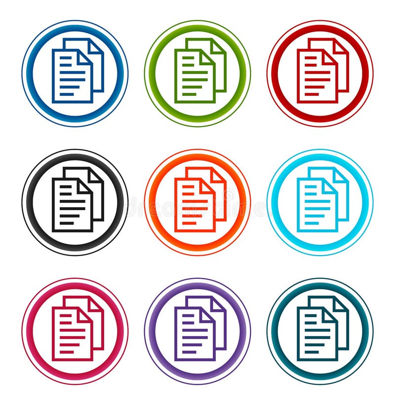 Document Pages Icon Elegant Blue Round Button Illustration Stock Vector ...