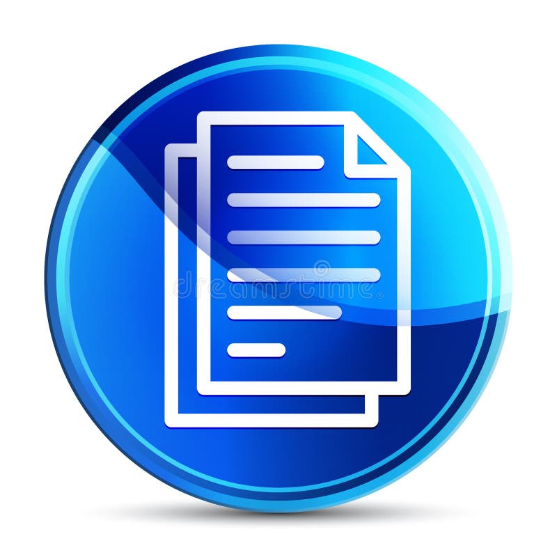 Document Pages Icon Glassy Vibrant Sky Blue Round Button Illustration ...
