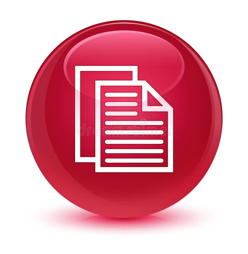 Document Pages Icon Glassy Pink Round Button Stock Illustration ...