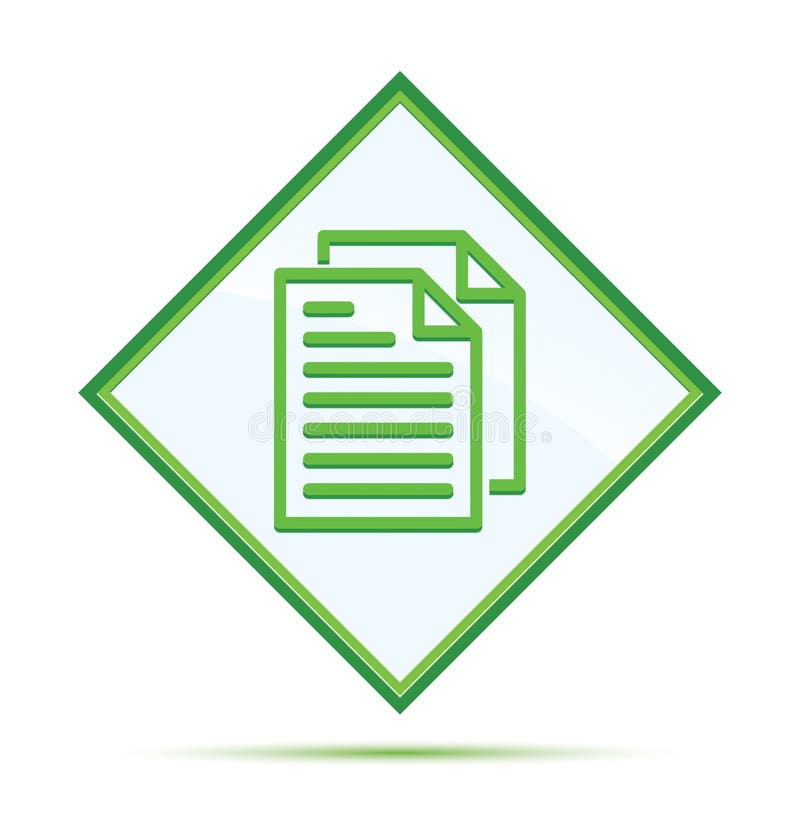 Document Pages Icon Modern Abstract Green Diamond Button Stock ...