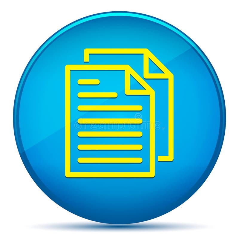 Document Pages Icon Modern Flat Cyan Blue Round Button Stock ...