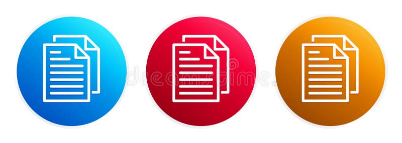 Document Pages Icon Premium Trendy Round Button Set Stock Vector ...