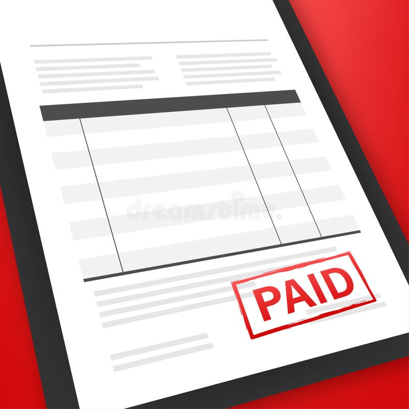 Document with Paid Stamp. Accounting Concept. Customer Service. Vector ...