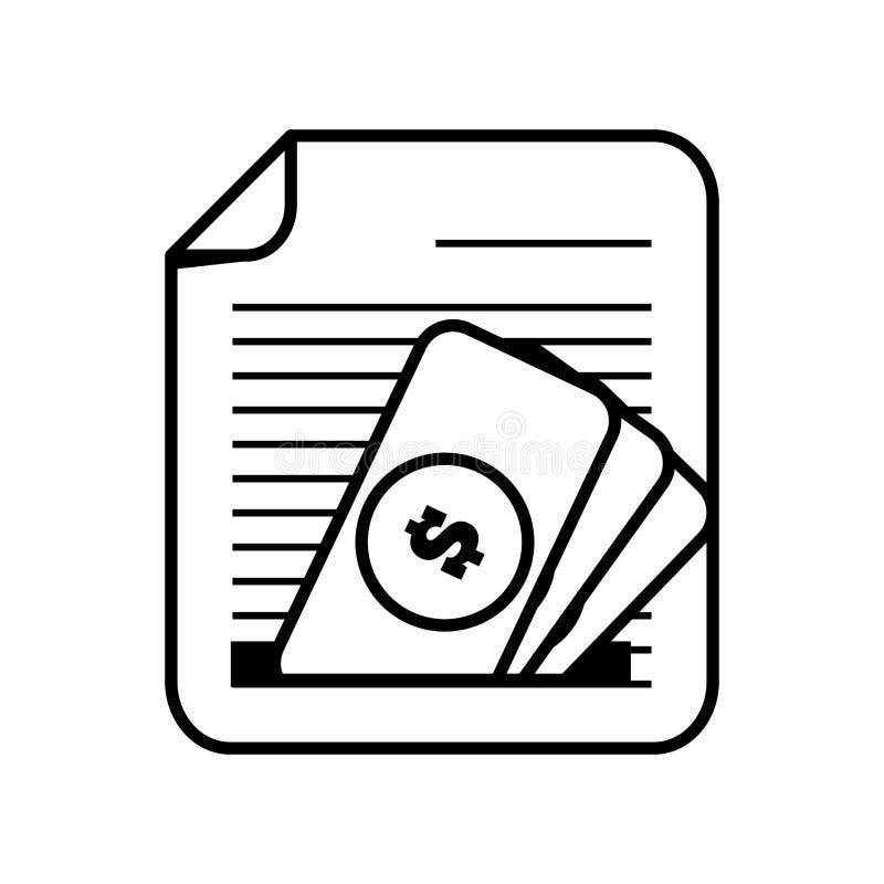 Document Paper File Money Bill Dollar Line Stock Illustration ...