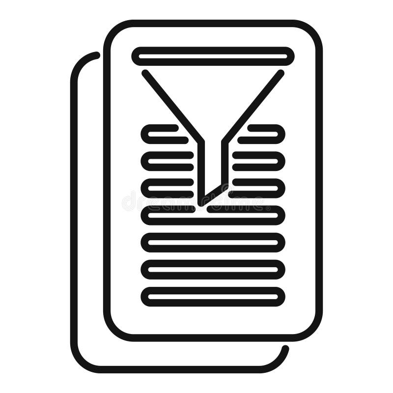 Document Paper Filter Icon Outline Vector. Data Leak Stock Illustration ...