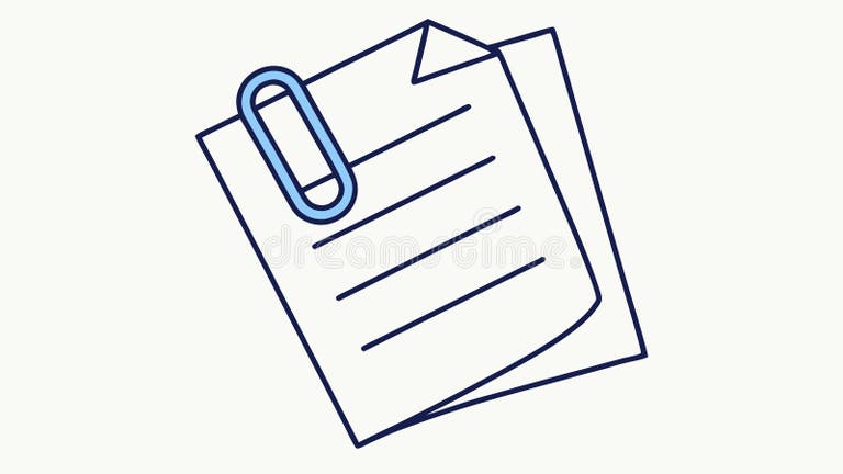 Document with a Paperclip Attached Simple Flat Illustration Vector ...