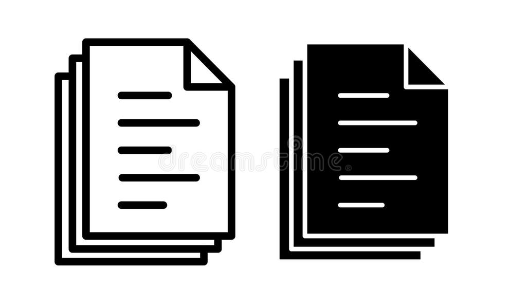 Document Papers Pile Icon Set. Office Paperwork Documents Sheets Stack ...
