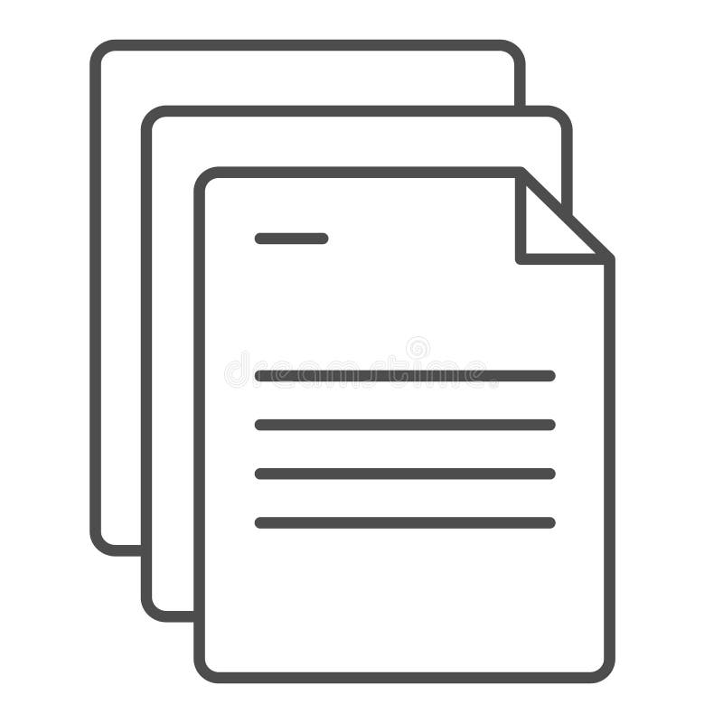 Document Papers Thin Line Icon. Pages Vector Illustration Isolated on ...