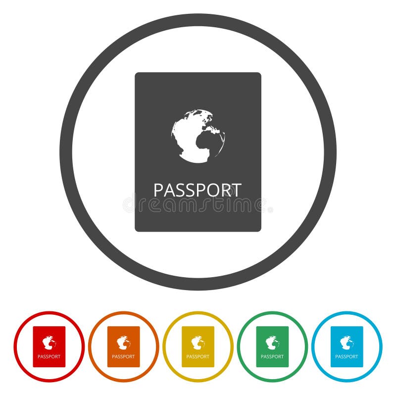 Passport Circle Icons with Shadow Stock Vector - Illustration of orange ...
