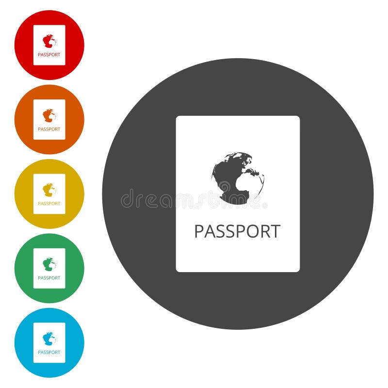 Passport Circle Icons with Shadow Stock Vector - Illustration of orange ...
