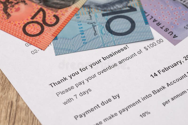 Document of Payment with Australian Dollar Banknotes. Stock Photo ...
