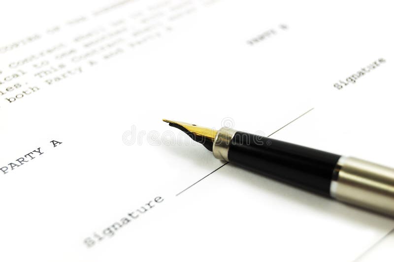 Ink pen on the paper stock image. Image of contract, document - 7115583