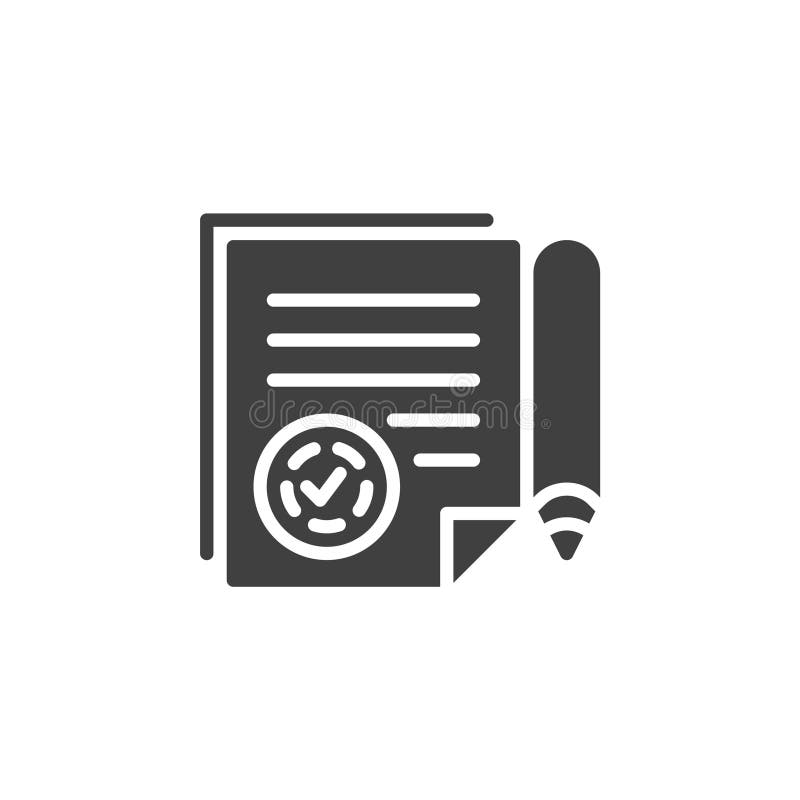Document with a Pen and Checkmark Vector Icon Stock Vector ...