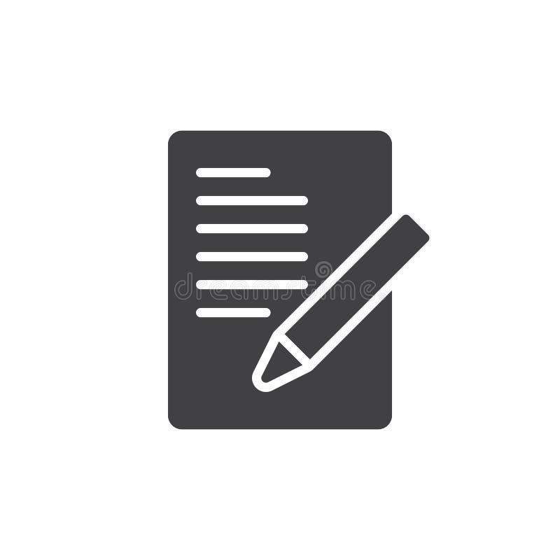 Document with Pen, Form Icon Vector, Filled Flat Sign, Solid Pictogram ...