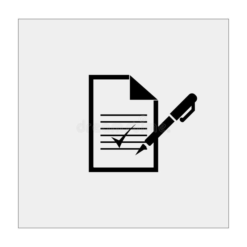 Document With Pen Icon. Gray Background. Vector Illustration. Stock ...