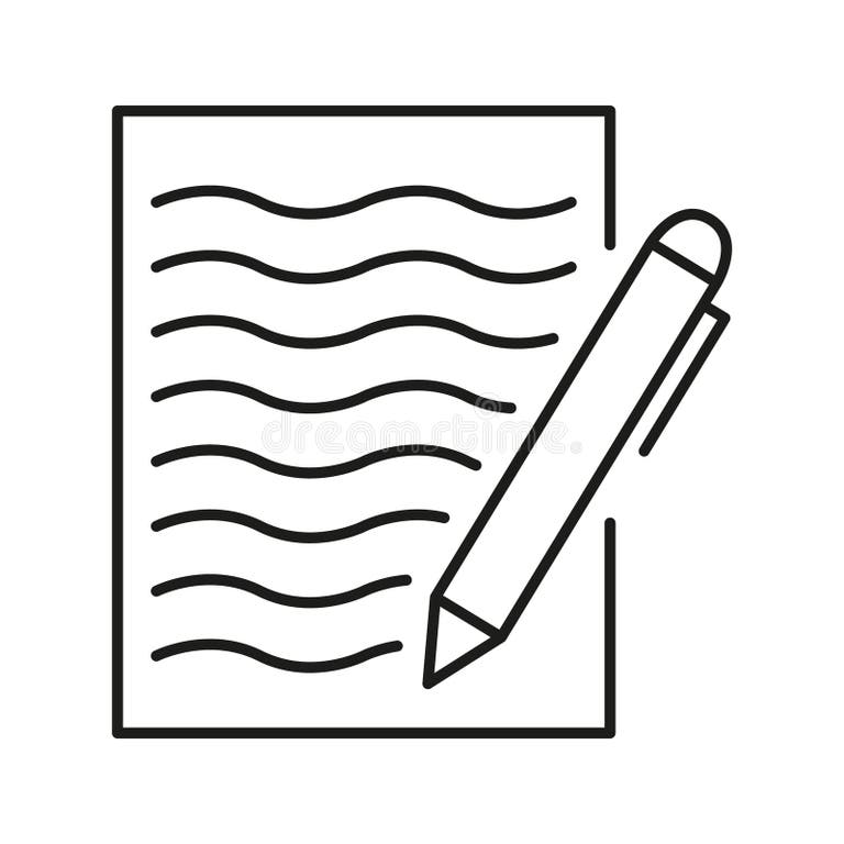 Document with Pen Line Icon. Writing, Note-Taking, and Documentation ...