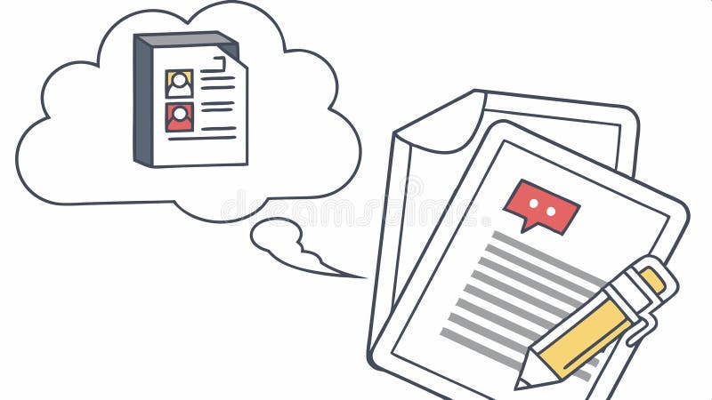 Document and Pen Outline Icon, Writing Tool, Note Taking, Office Supply ...