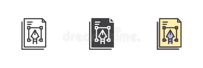 Document with a Pen Tool Different Style Icon Set Stock Vector ...