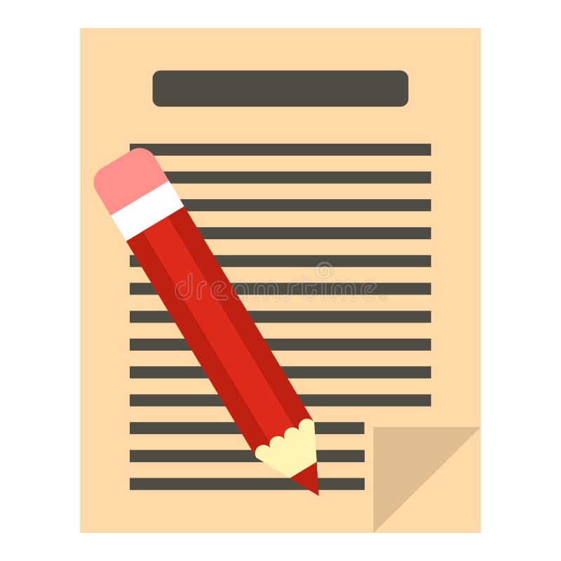 Document with Pencil Icon, Flat Style Stock Vector - Illustration of ...