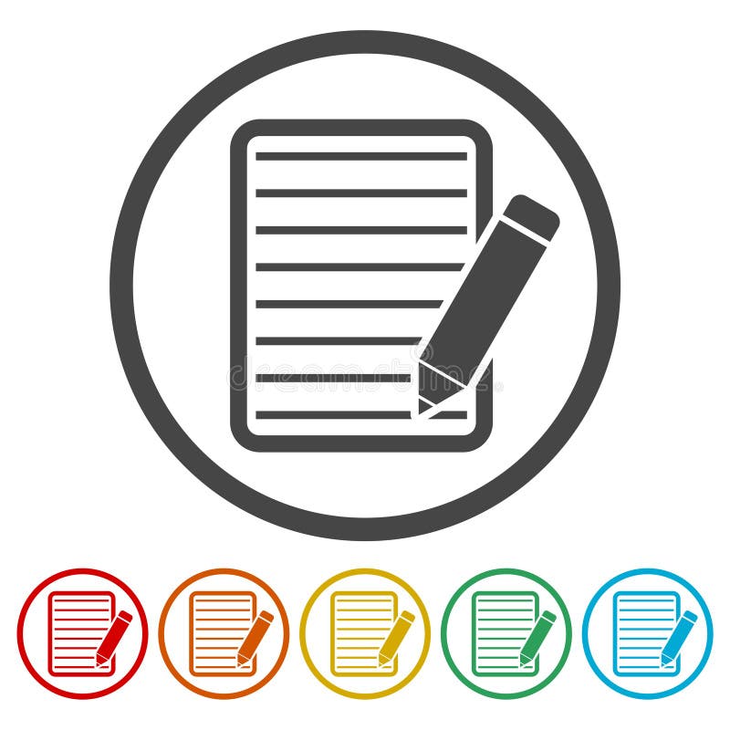 Document with Pencil Icons Set Stock Vector - Illustration of icon ...