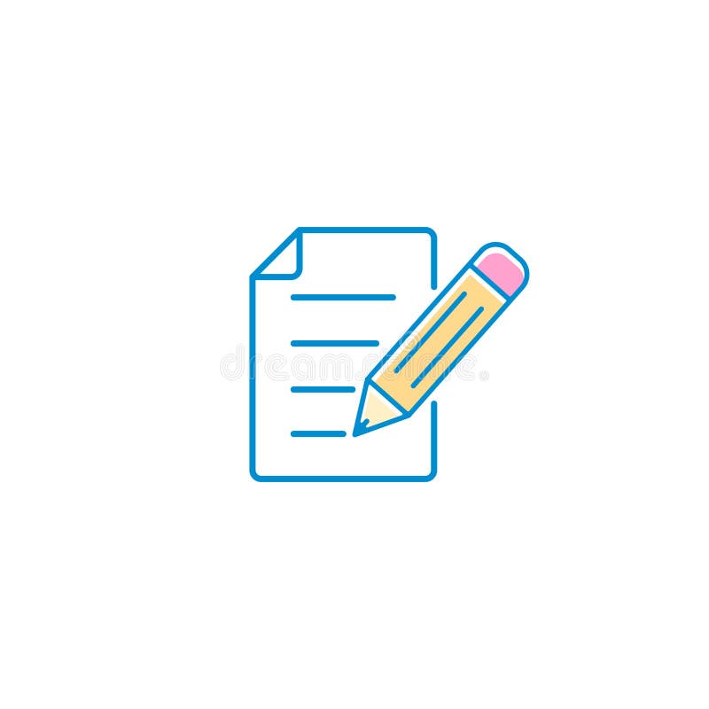 Document with Pencil Line Icon. Vector Isolated Outline Symbol Stock ...
