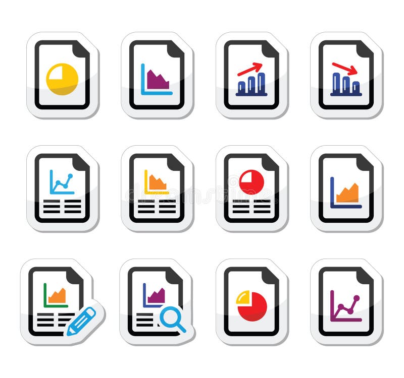 Stock Market Analysis, Chart and Graph Icons Set Stock Vector ...