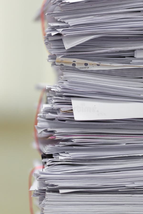 Document Pile on Office Desk, Stack of Business Paper on the Table with ...