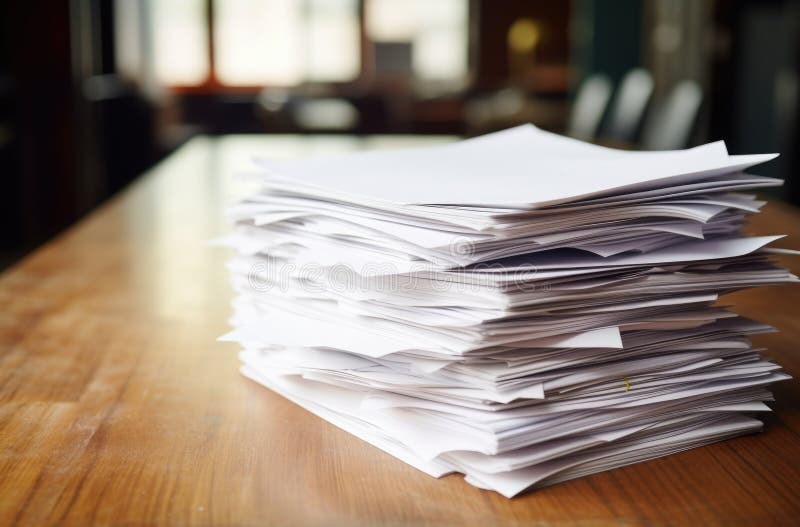 Document Pile on Office Desk, Stack of Business Paper on the Table with ...