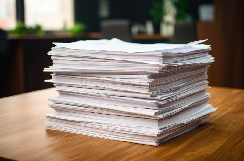 Document Pile on Office Desk, Stack of Business Paper on the Table with ...