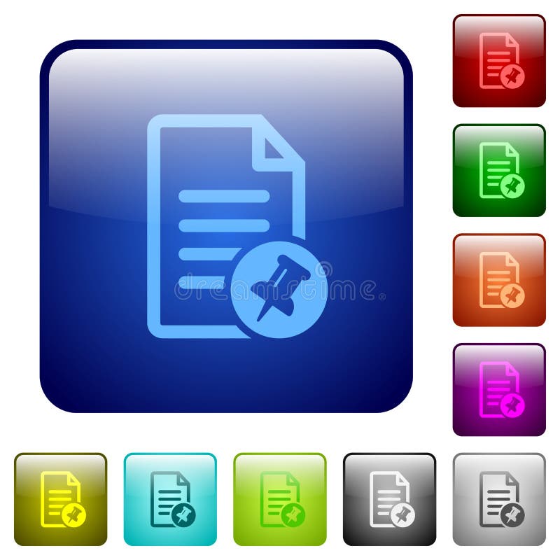Document Pin Color Square Buttons Stock Vector - Illustration of color ...