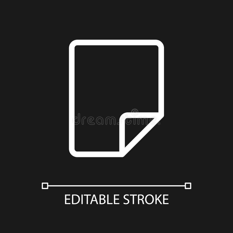 Document Pixel Perfect White Linear Ui Icon for Dark Theme Stock Vector - Illustration of paper ...