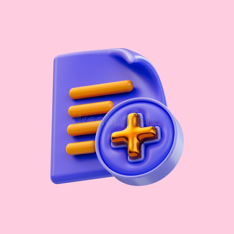 Document Plus Icon 3d Render Concept for Attest Add Additions Sum ...