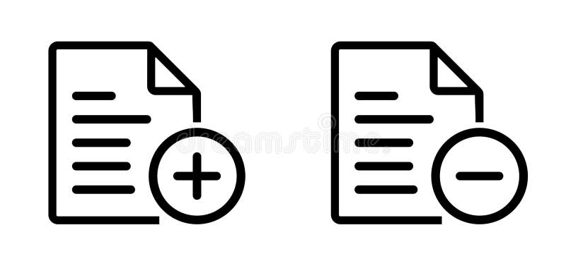 Dokument plus, minus stock vector. Illustration of education - 304448743